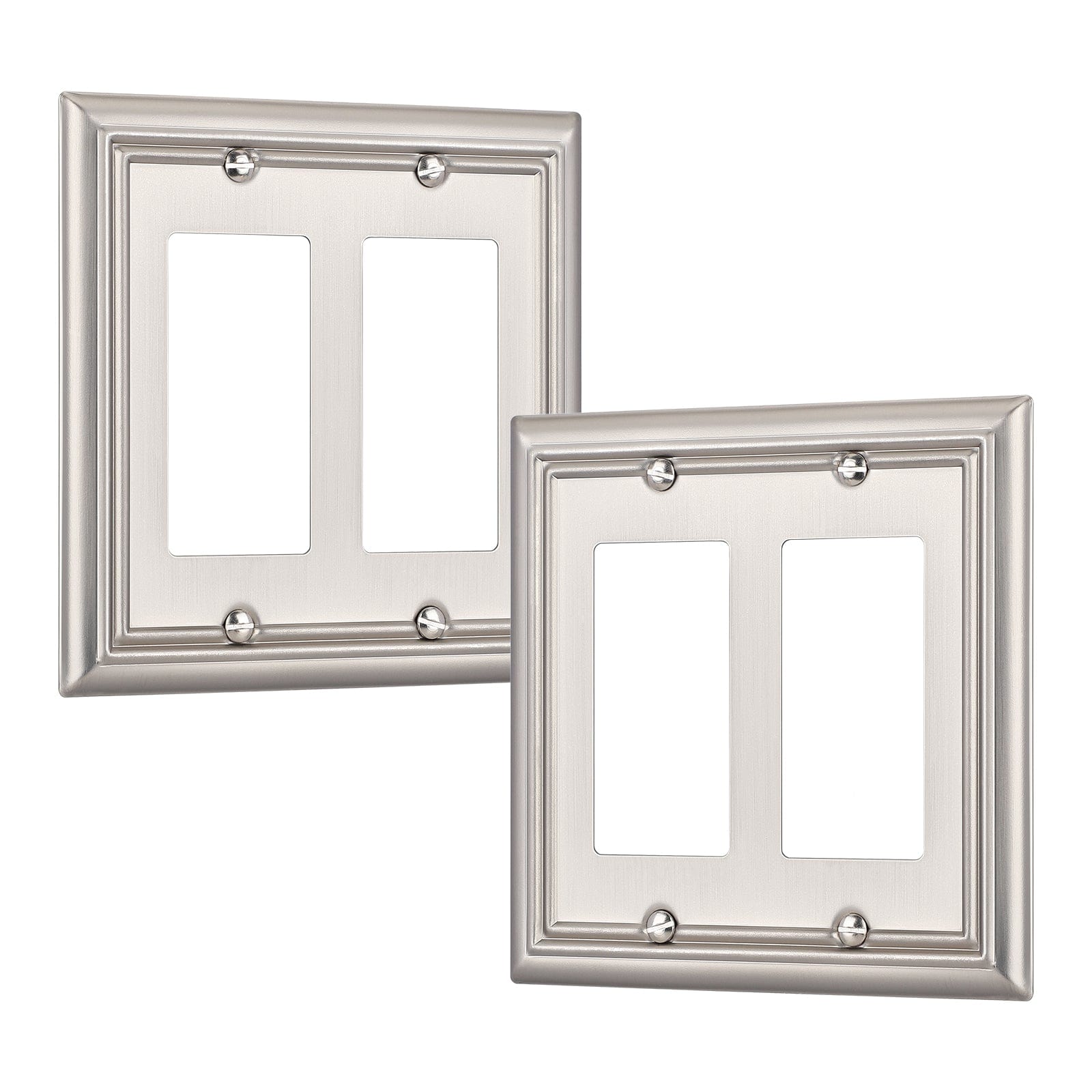 DEWENWILS Double Decorator Wall Plates, Brushed 2-Pack Nickel Outlet ...