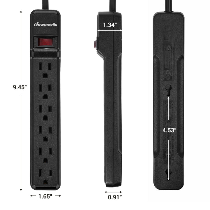 DEWENWILS 6-Outlet Power Strip Surge Protector with 10 Foot Long ...