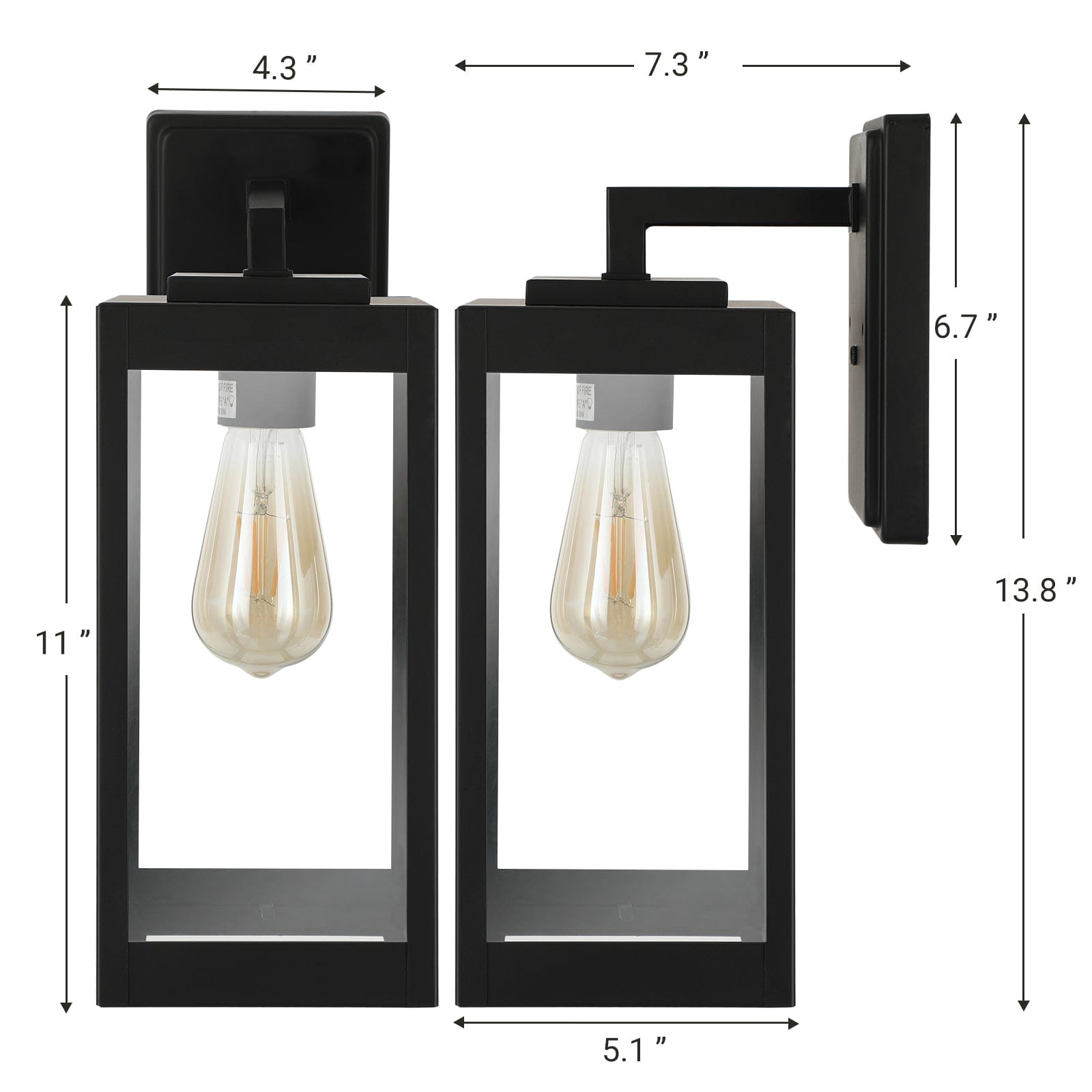 DEWENWILS Outdoor Wall Sconces, Outdoor Light Fixture, Modern Wall ...