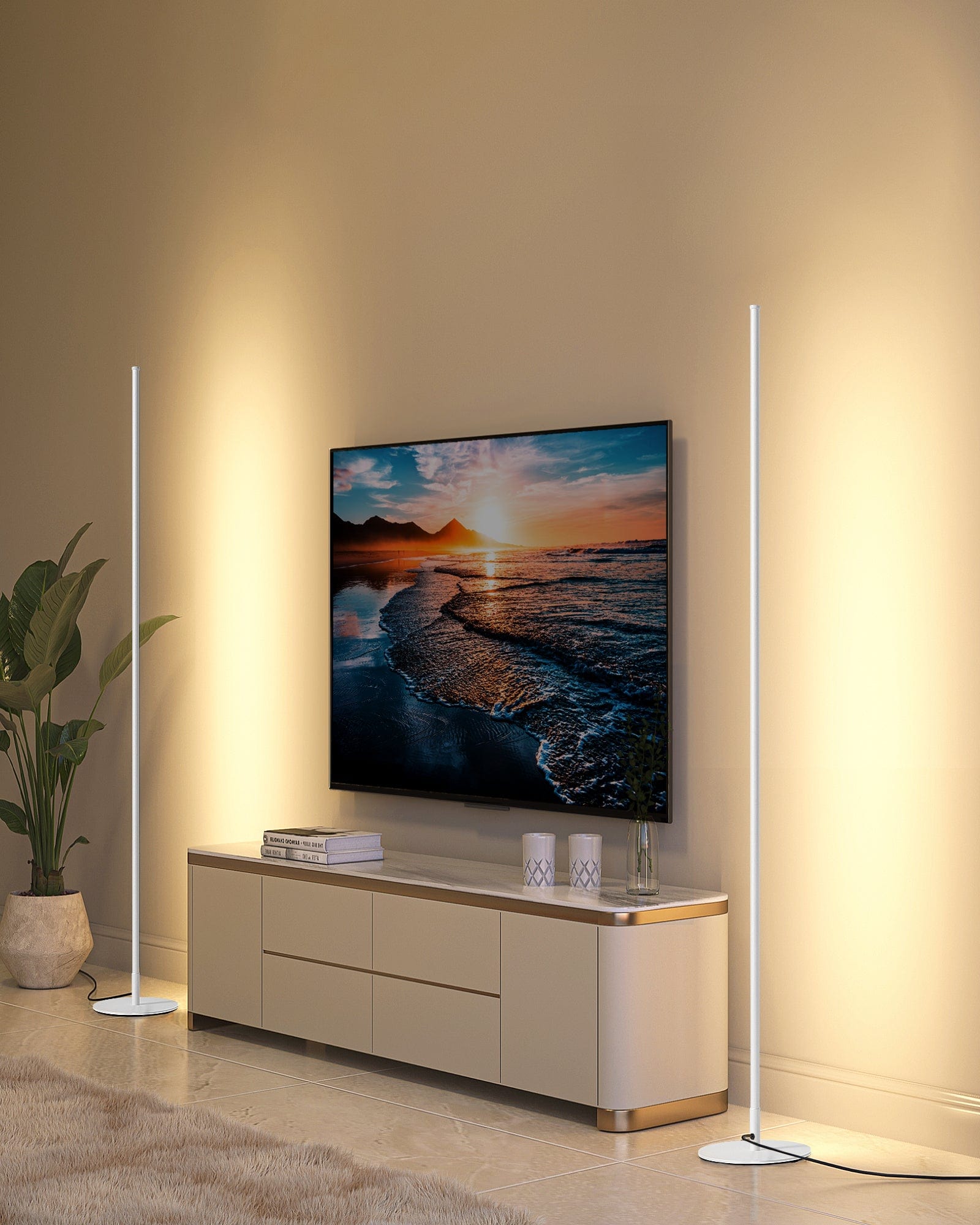 DEWENWILS LED Corner Floor Lamp, Set of 2 Modern Dimmable Mood Floor ...