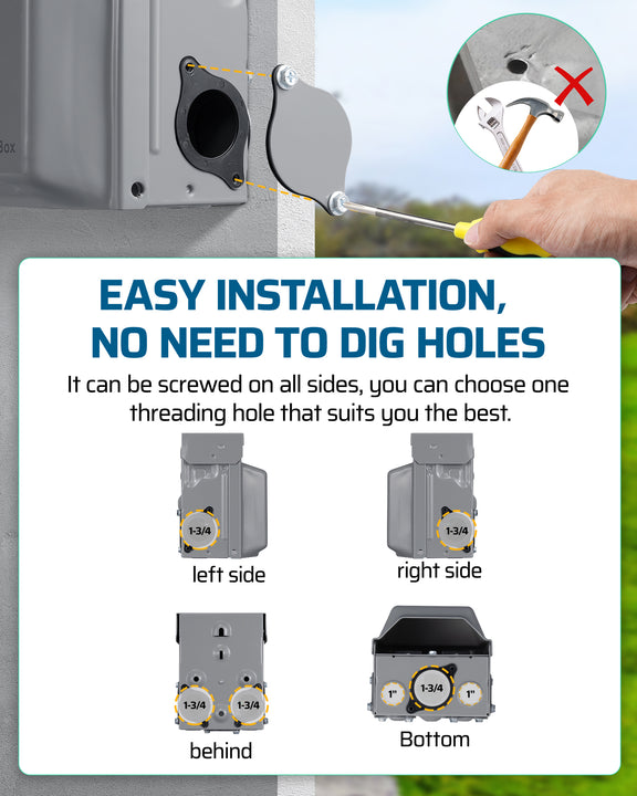 DEWENWILS Outdoor Outlet Box, 20 AMP WRTR GFCI Receptacles, Rainproof ...