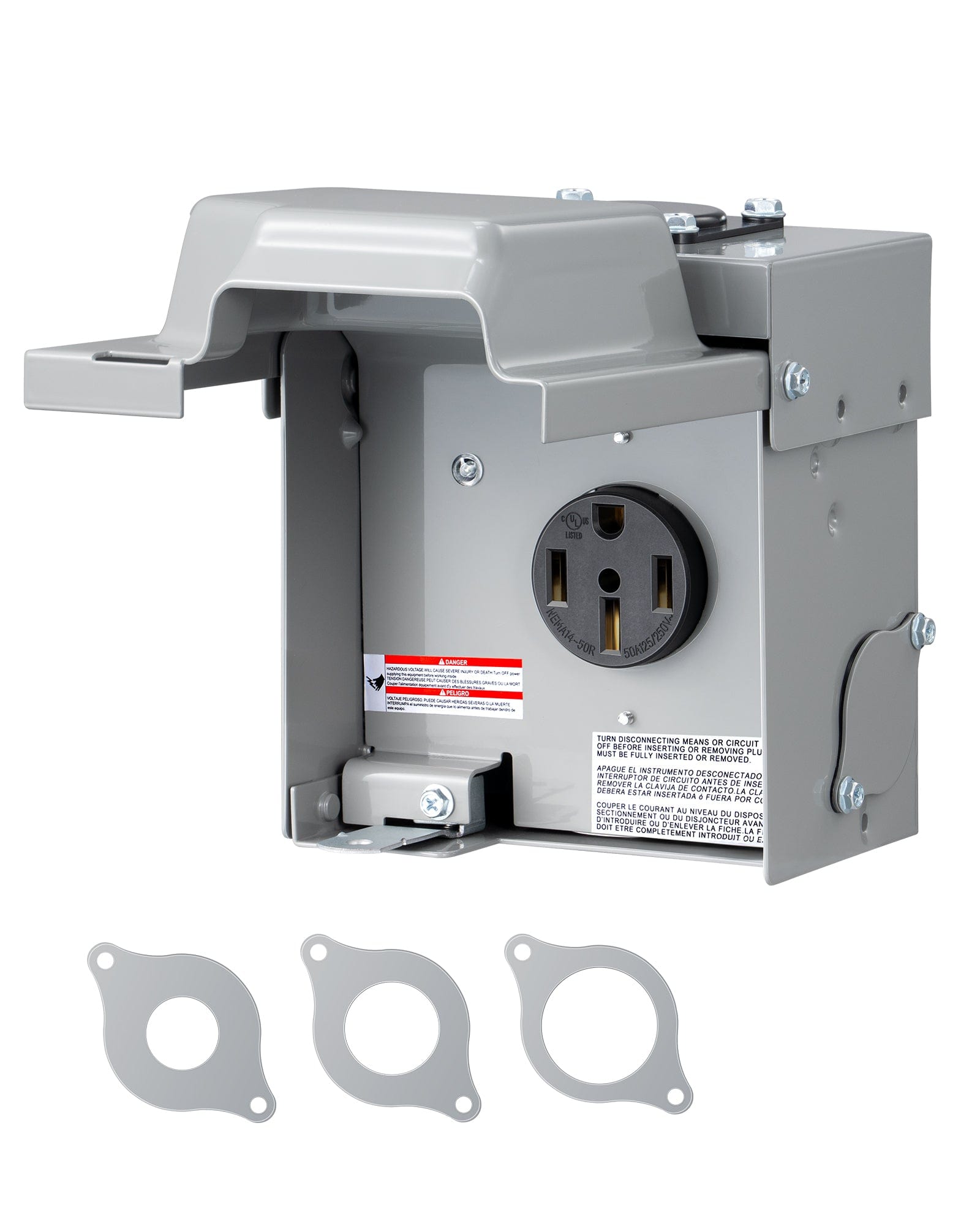 DEWENWILS 50 Amp RV Power Outlet Box, 125V/250V NEMA 14-50R, Enclosed ...