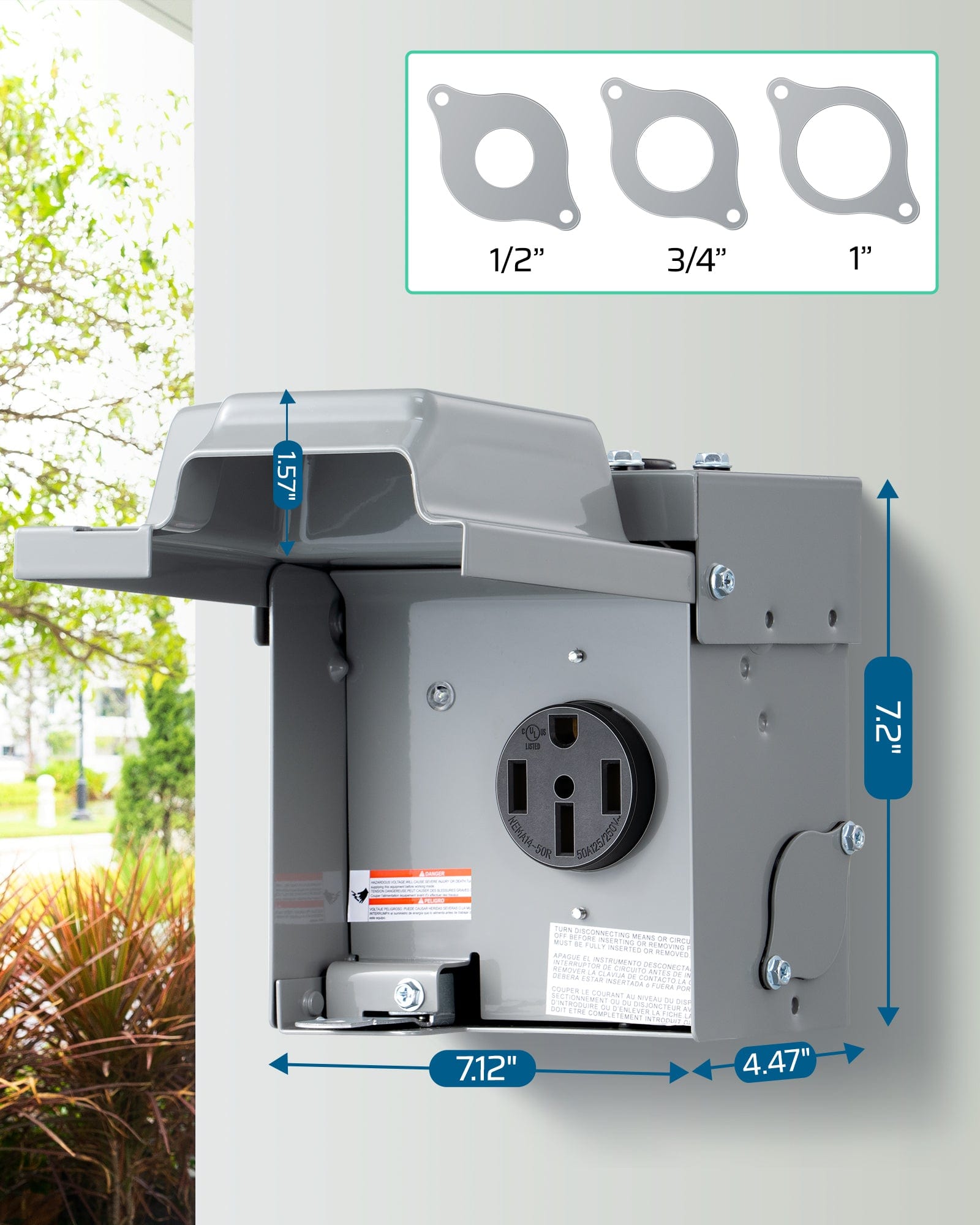 DEWENWILS 50 Amp RV Power Outlet Box, 125V/250V NEMA 14-50R, Enclosed ...
