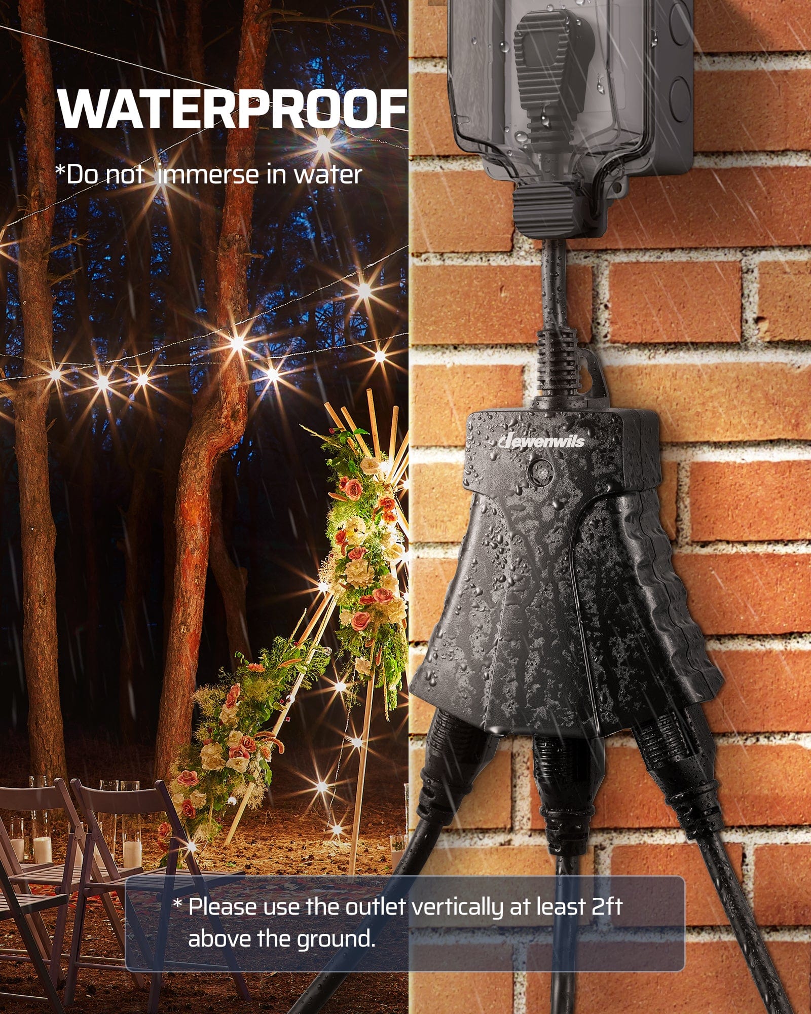 DEWENWILS Outdoor Indoor Remote Control Outlet, 110v 120v 125v 15amp ...