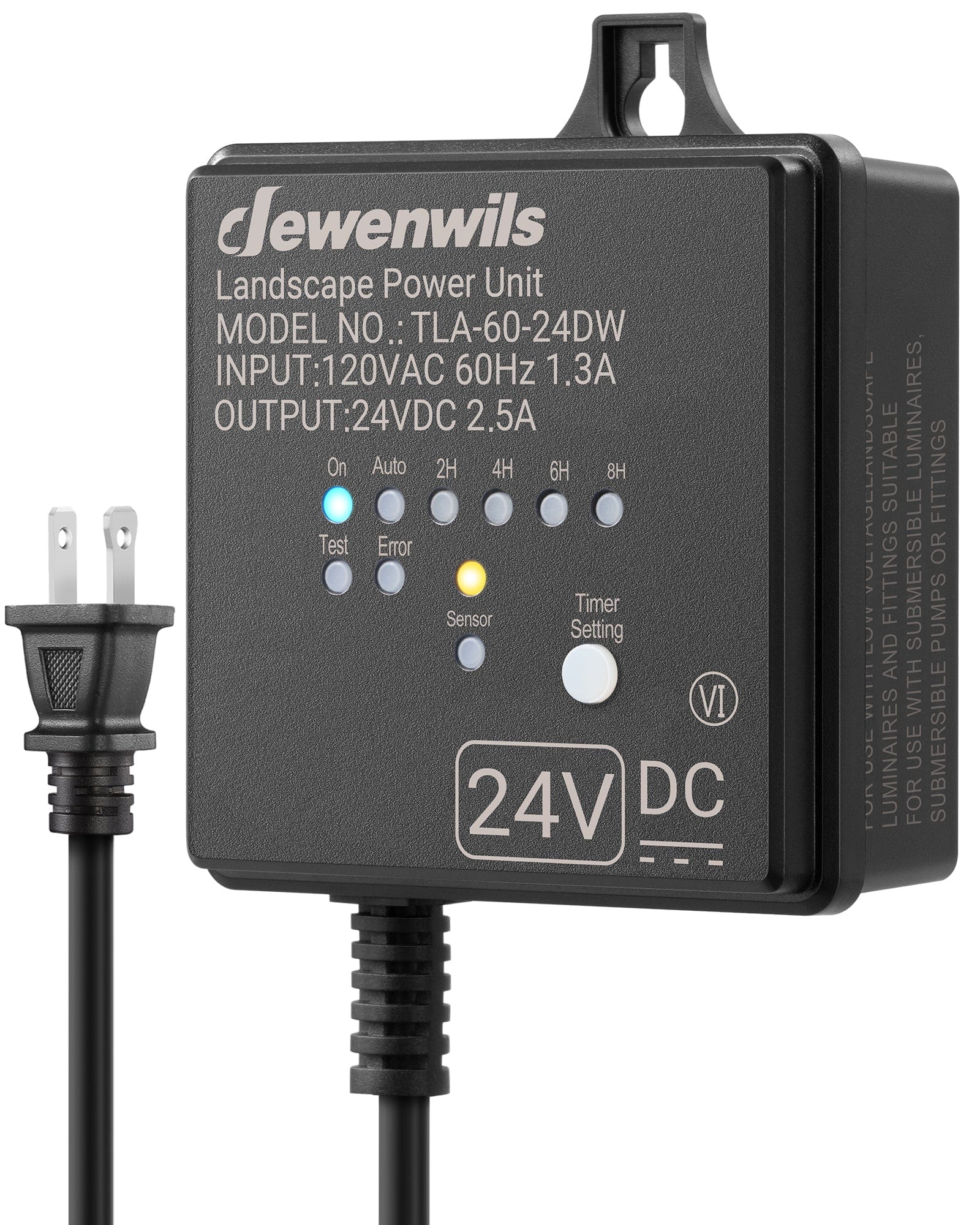 DEWENWILS Low Voltage Landscape Transformer, 60W 120V AC to 24V DC ...
