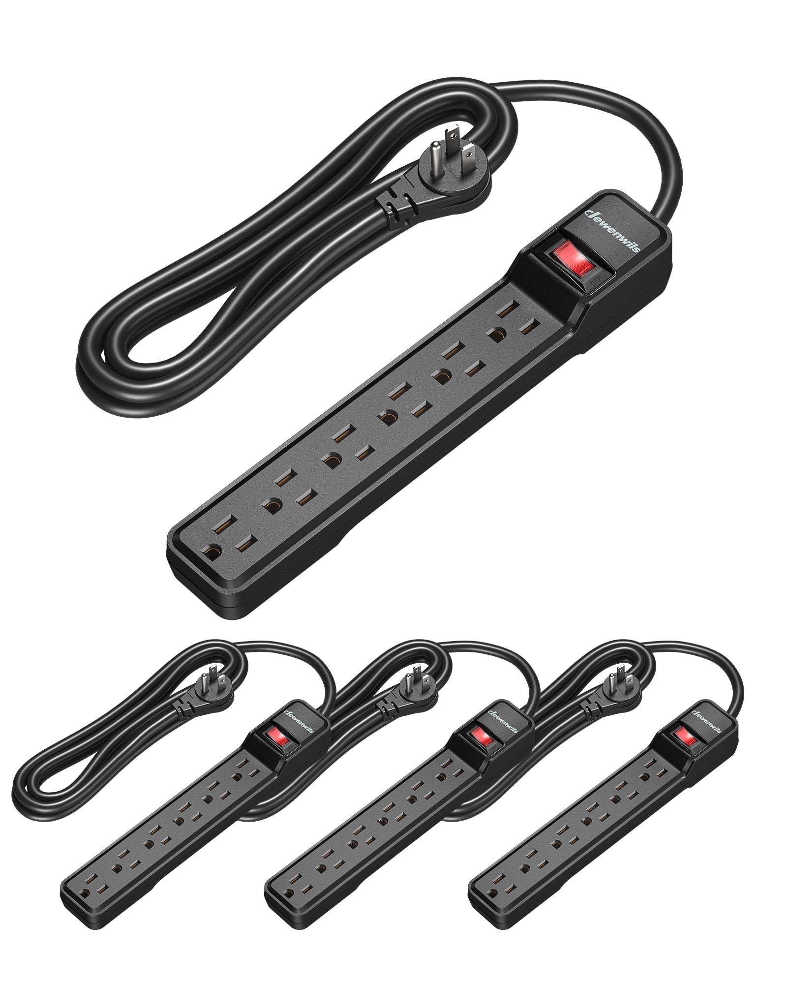DEWENWILS 6 Foot Long Power Strip, 6-Outlet Power Strip 6FT, 15 Amp ...