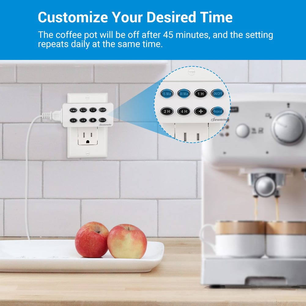 DEWENWILS Indoor Countdown Timer, Shut Off Timer Outlet, Plug in Outlet ...