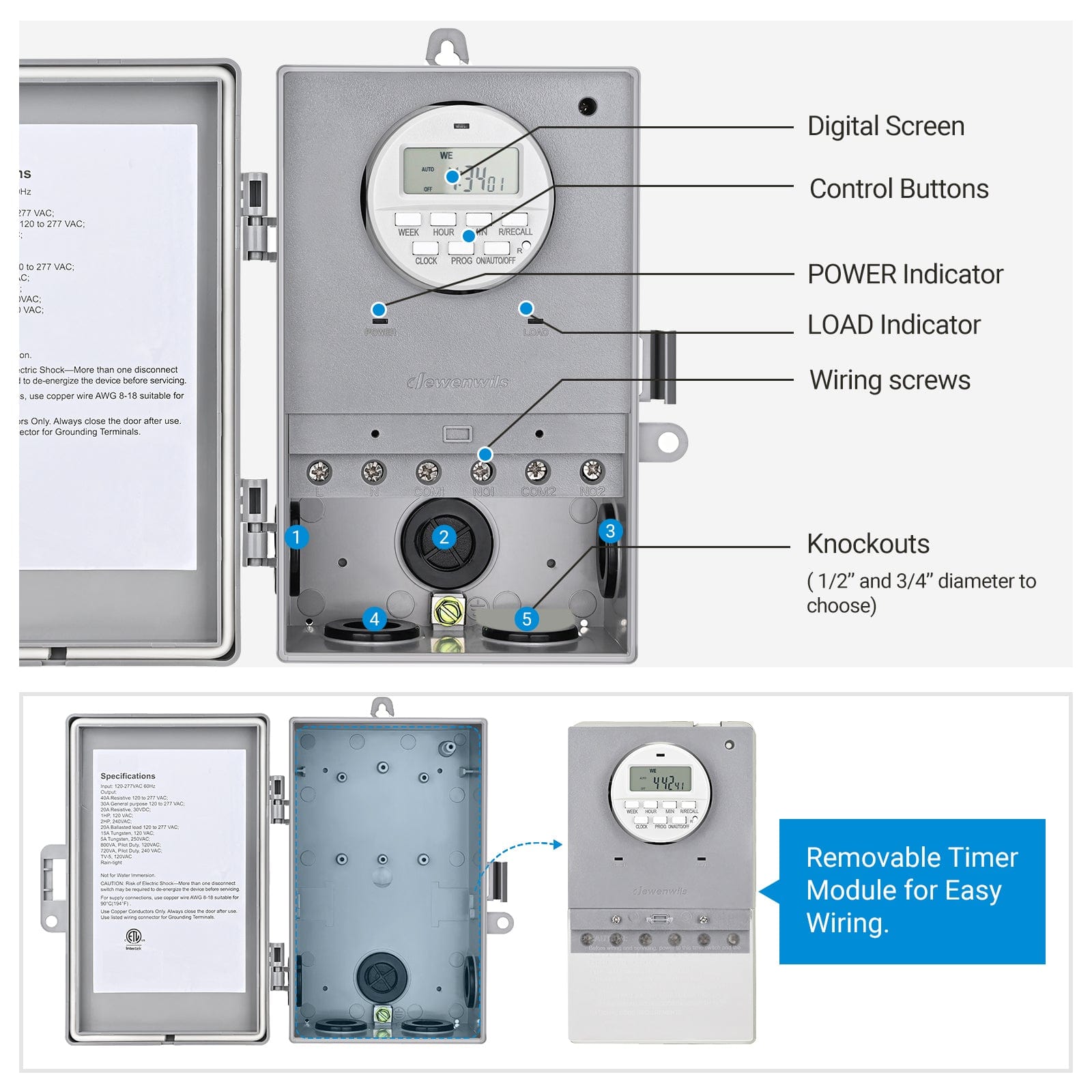 DEWENWILS Outdoor Pool Pump Digital Timer Box, 7-Day 20 ON/Off ...